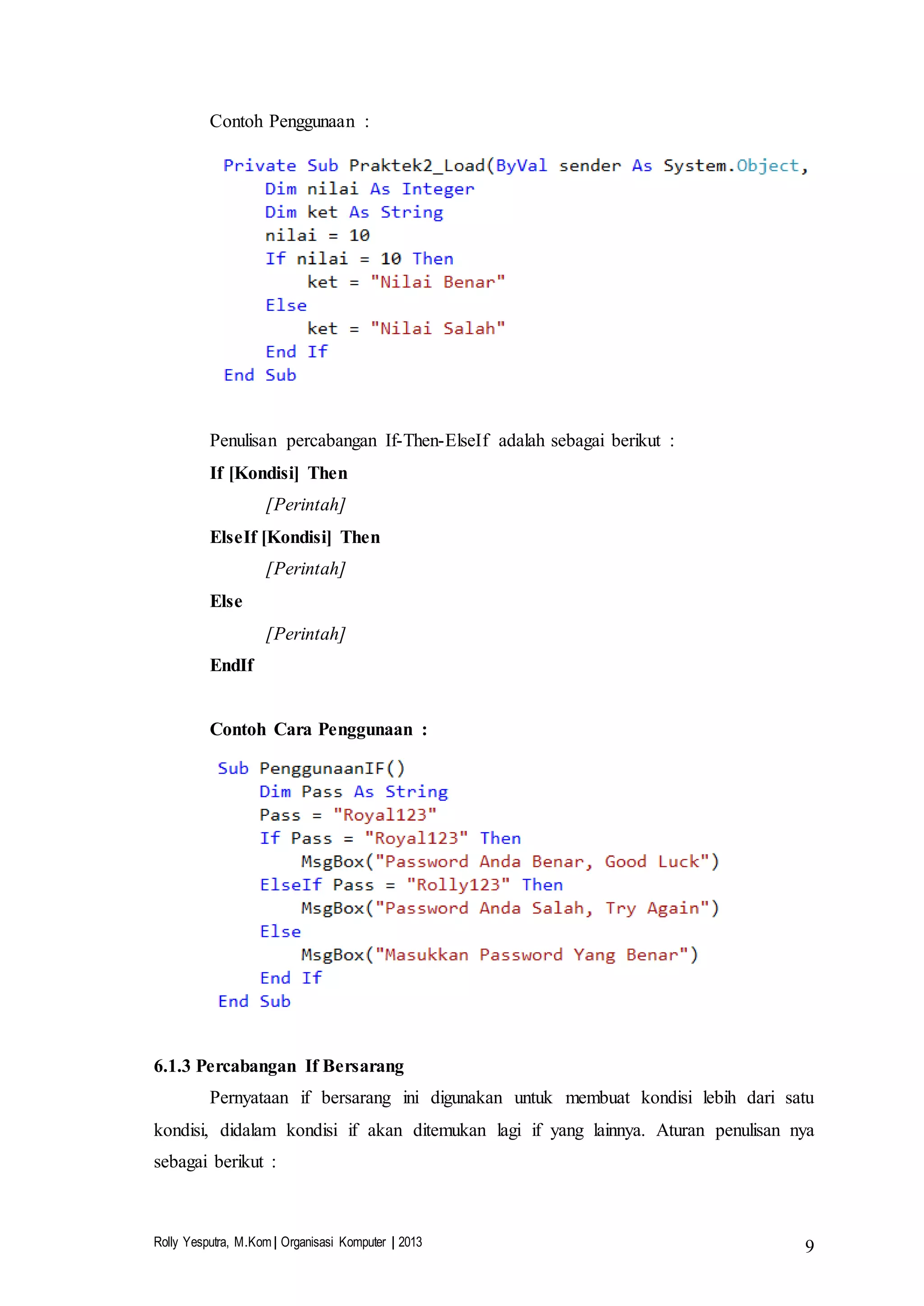 Part 6 - Struktur Kontrol di Visual Basic .Net