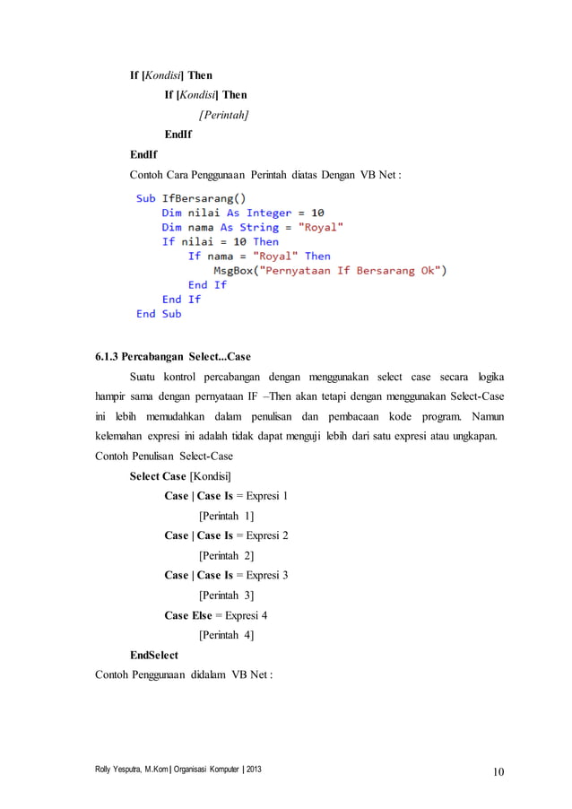 Part 6 - Struktur Kontrol di Visual Basic .Net