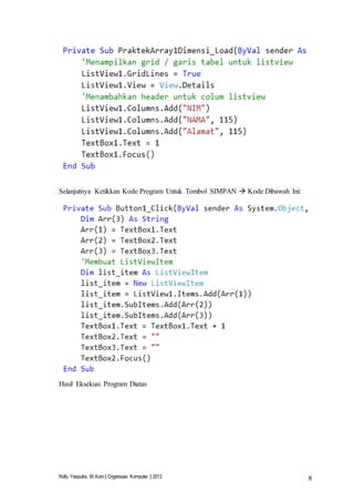 Part 7 - Mengenal Array di Visual Basic .Net