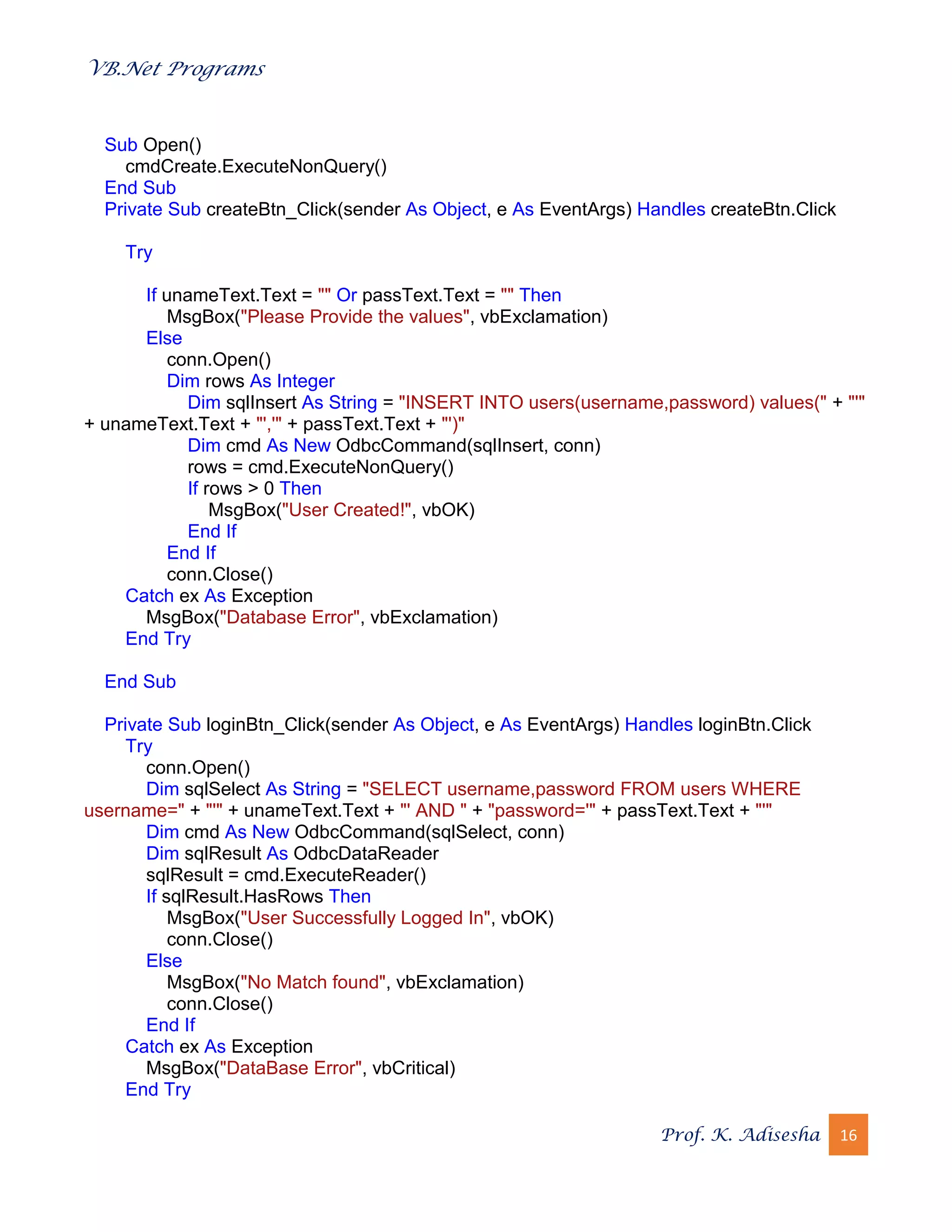 Vb Net Labpdf