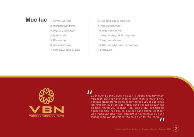 Bộ quy chuẩn thiết kế logo thủ công mỹ nghệ Vạn Bảo Ngọc | PDF