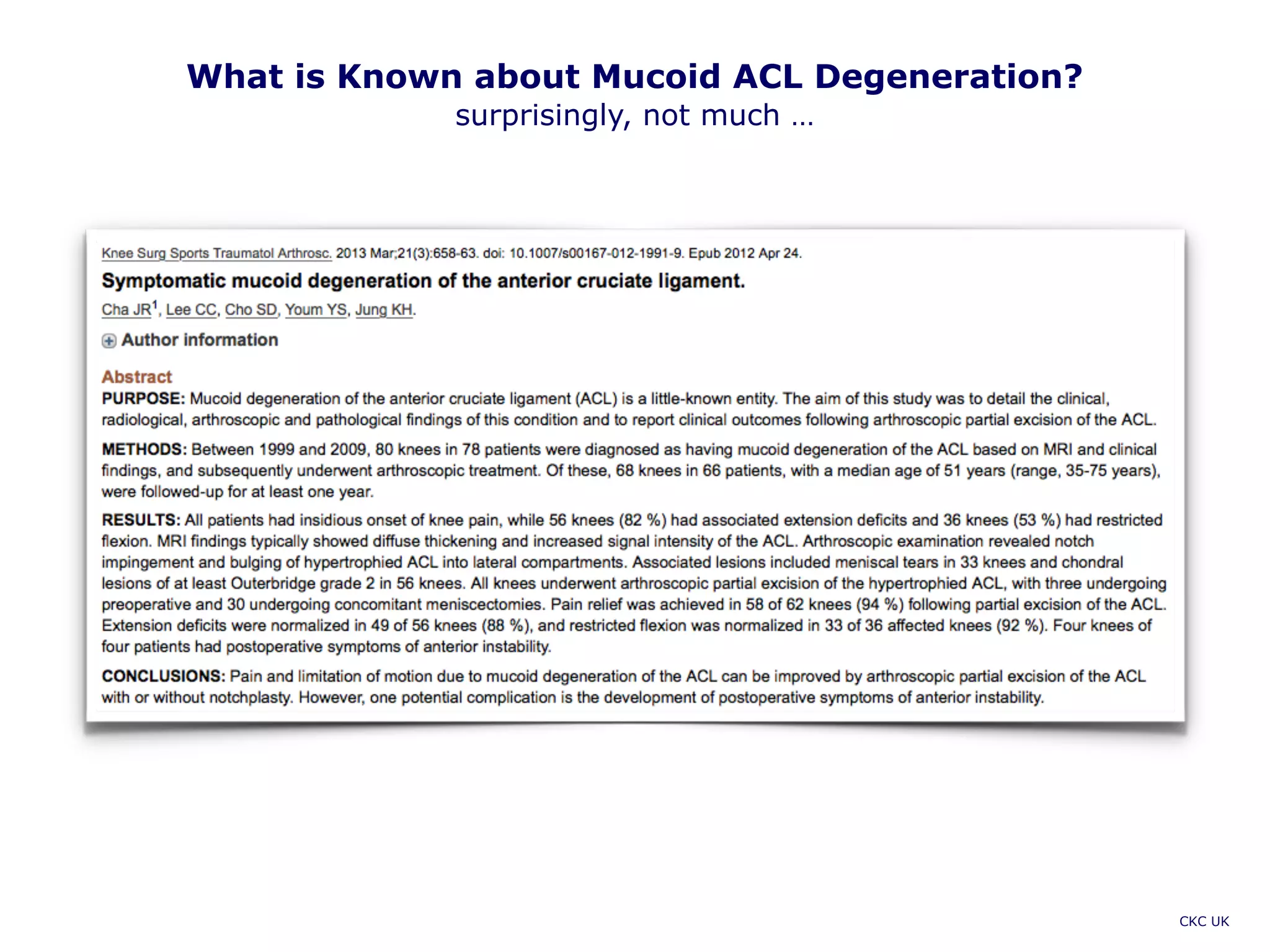 Mucoid ACL Degeneration | PDF