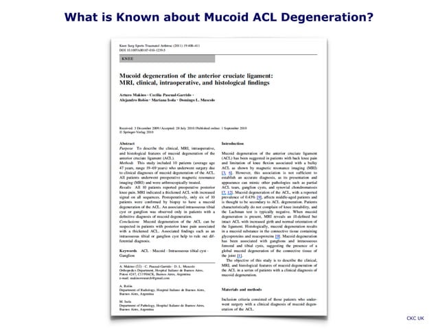 Mucoid ACL Degeneration | PPT
