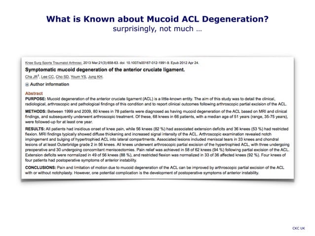 Mucoid ACL Degeneration | PPT