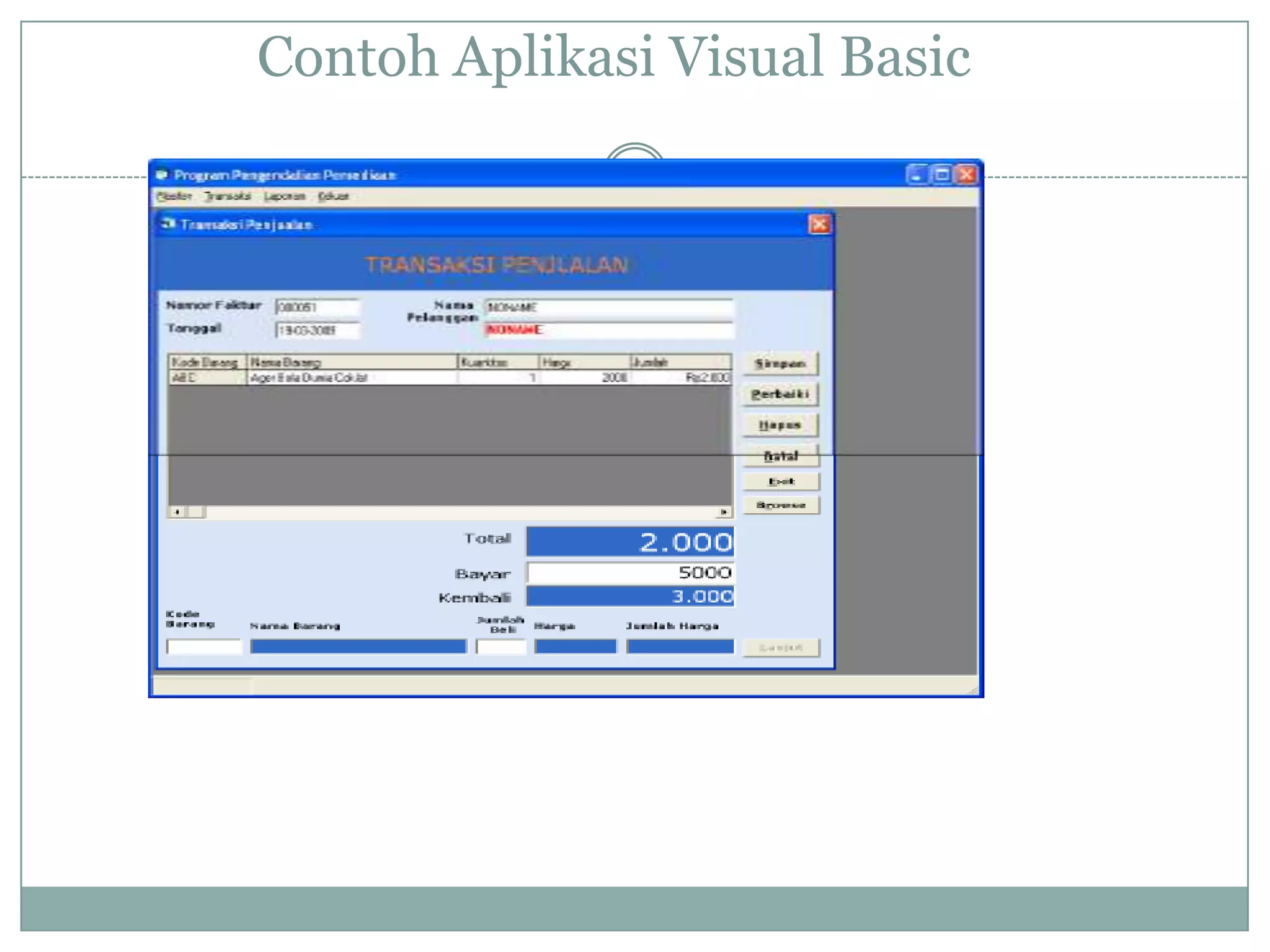 konsep pemrograman Visual Basic | PPTX