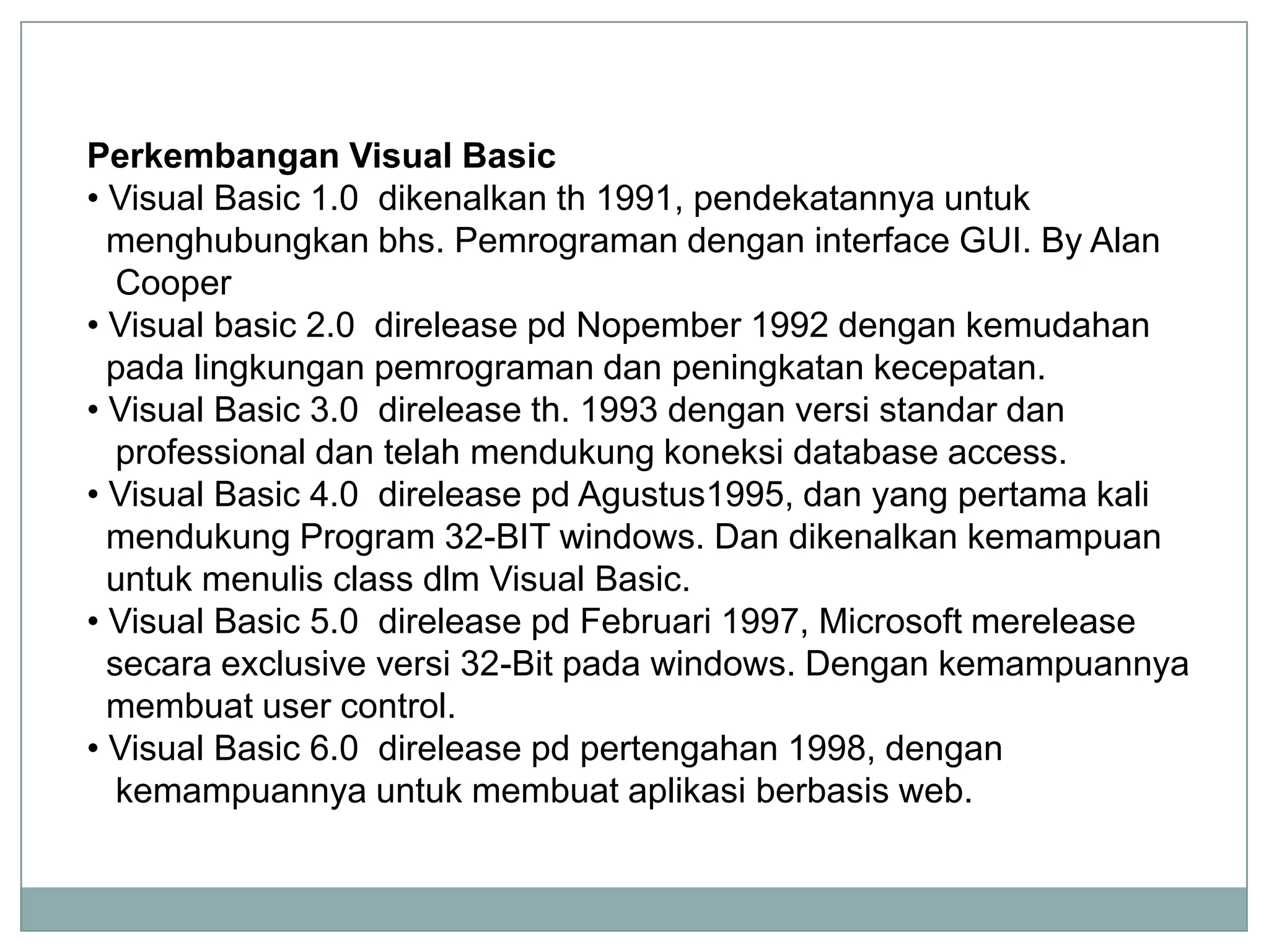 konsep pemrograman Visual Basic | PPTX