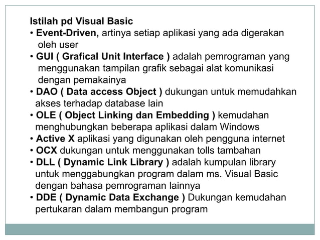 konsep pemrograman Visual Basic | PPTX