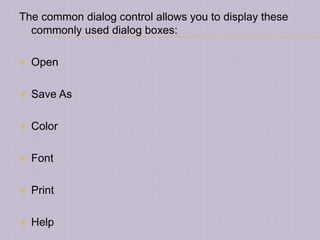 Visual Basic Controls ppt | PPTX