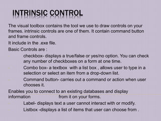 Visual Basic Controls ppt | PPTX