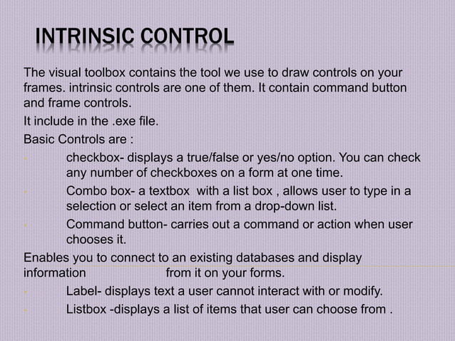 Visual Basic Controls ppt | PPTX