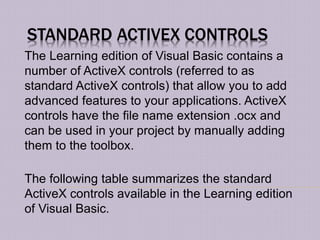 Visual Basic Controls ppt | PPTX