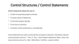 VB ppt4 - Control Structures(Conditional statements).pptx