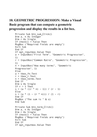 Visual Basic(Vb) practical | PDF