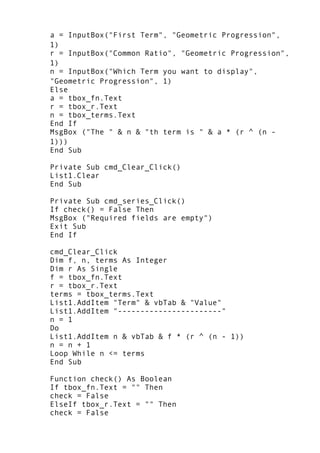 Visual Basic(Vb) practical | PDF