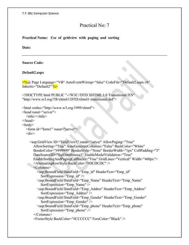 TYCS Visual Basic Practicals | PDF