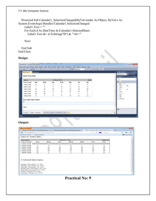 TYCS Visual Basic Practicals | PDF