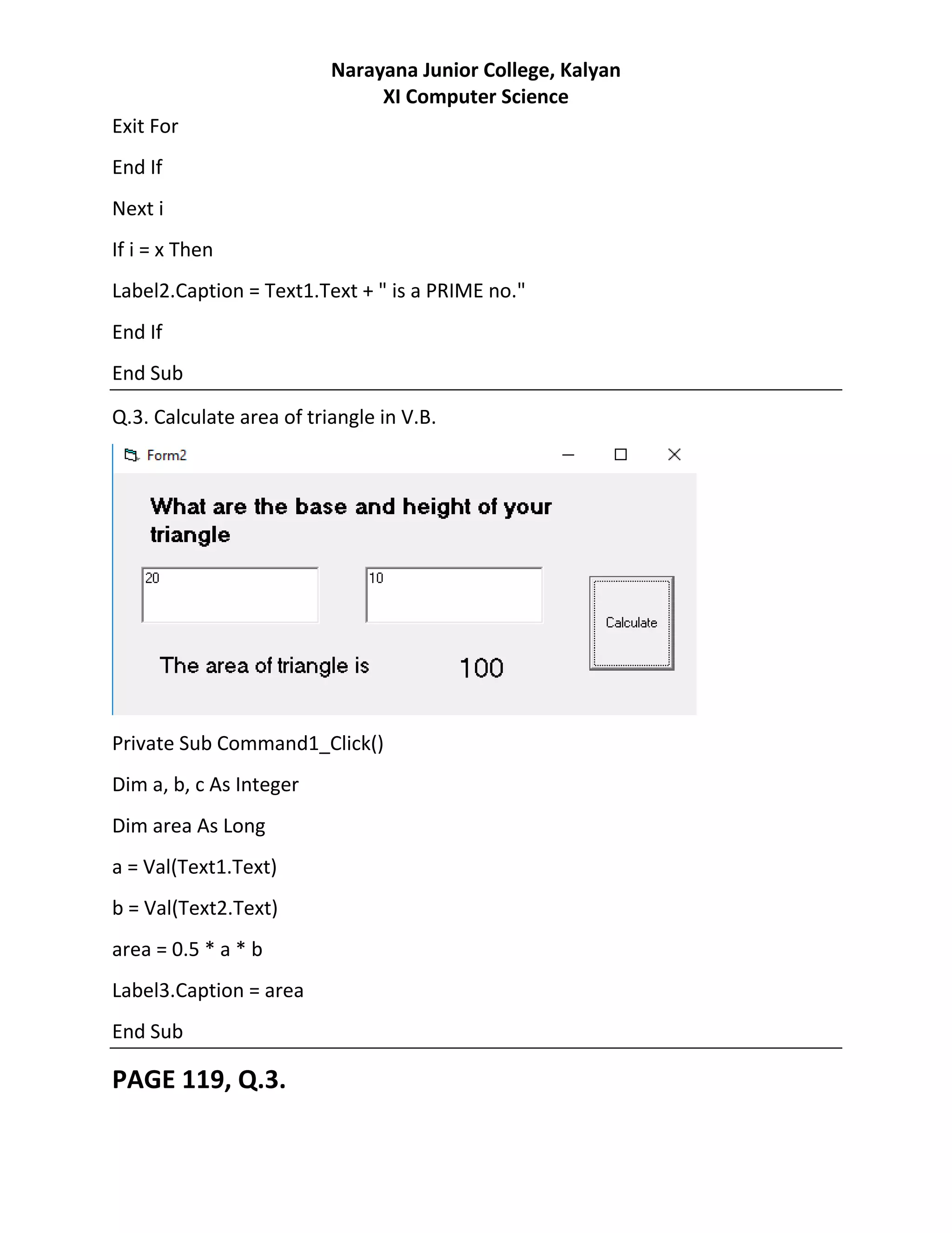Visual Basic Source Codes For Class 11 Hsc Paper 1 Practicals Pdf