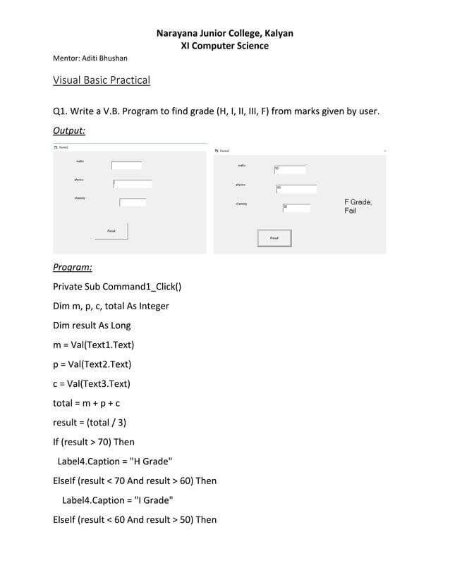 Visual Basic Source Codes For Class 11 Hsc Paper 1 Practicals Pdf