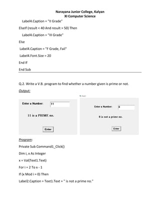Visual Basic Source Codes for Class 11 HSc Paper 1 Practicals | PDF