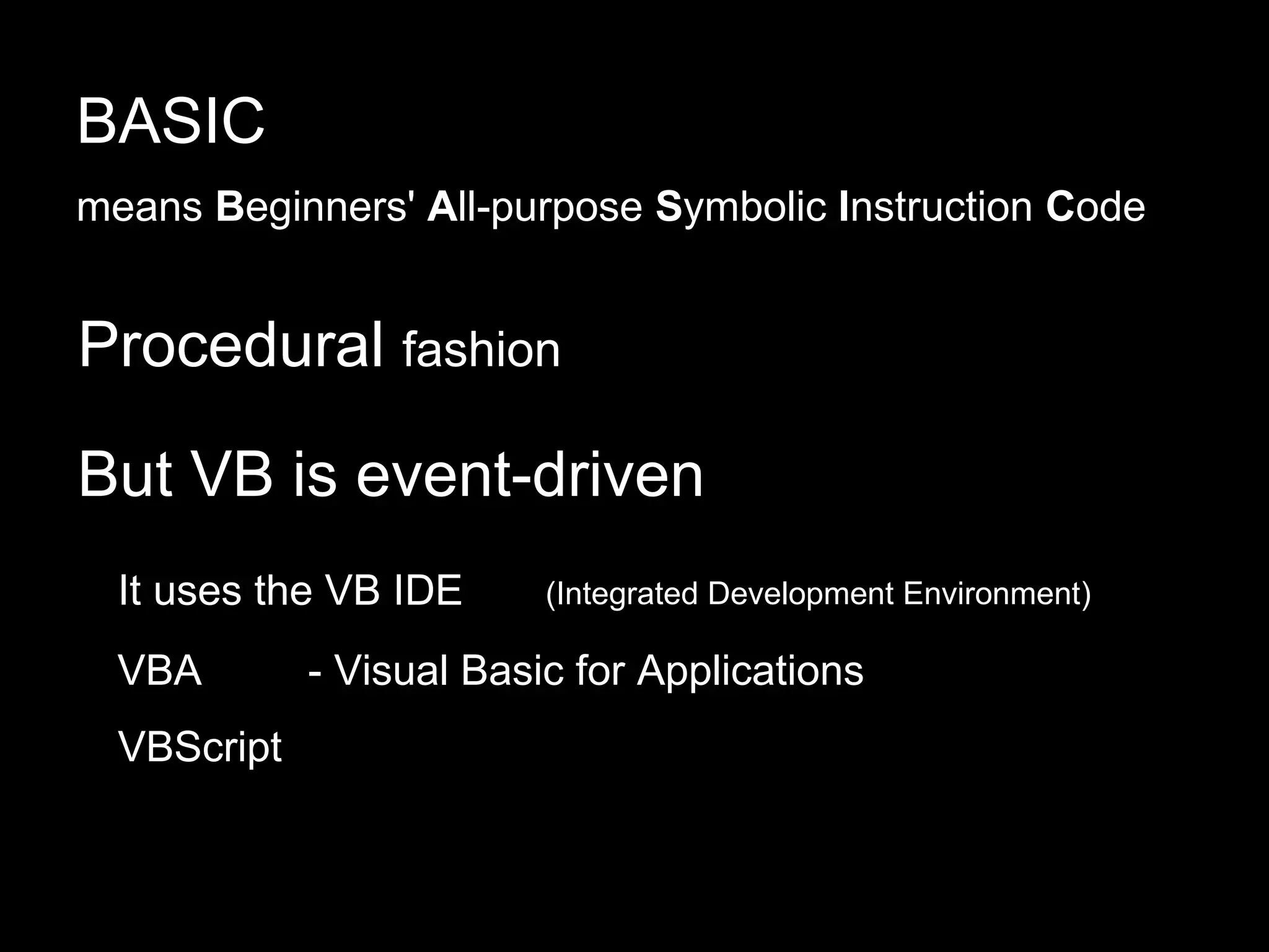visual basic for the beginner | PPT