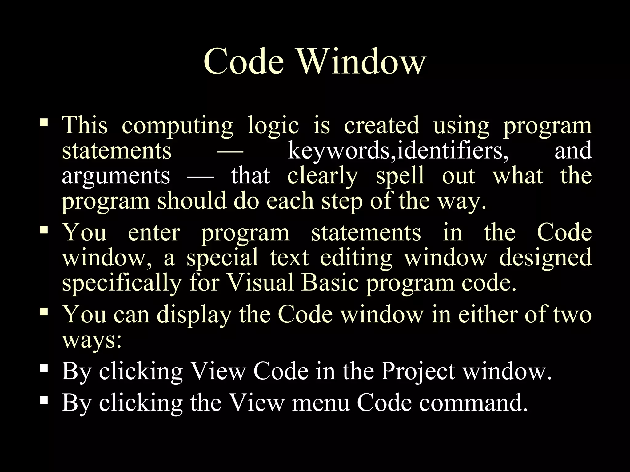 visual basic for the beginner | PPT