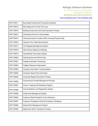Vb.Net Project Titles with Abstracts | PDF