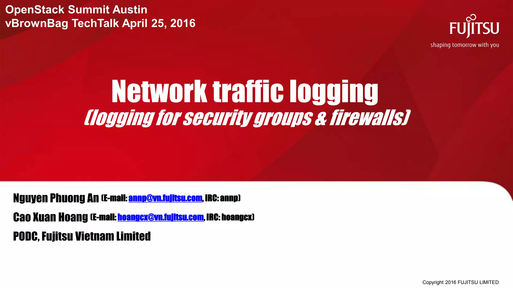 [vbrownbag presentation] network_traffic_logging | PPTX