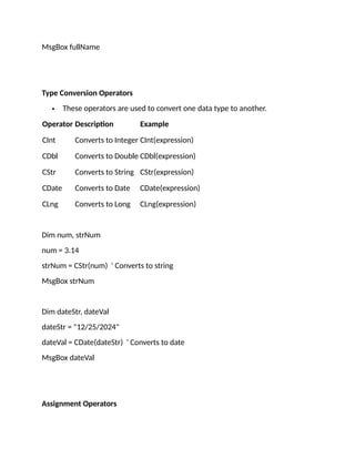 VBScript datatypes and control structures.docx