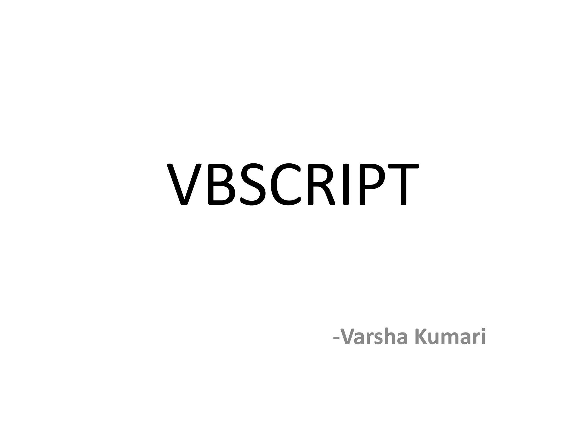 Vbscript | PPT