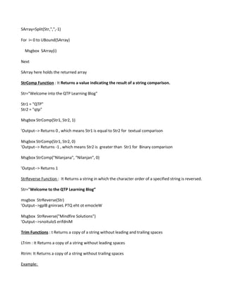 Learn VbScript -String Functions | PDF