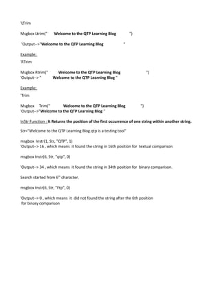 Learn VbScript -String Functions | PDF
