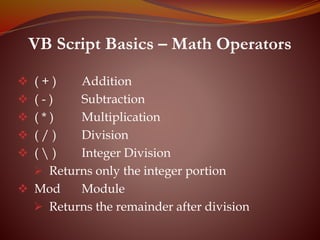 Vb script in asp | PPT
