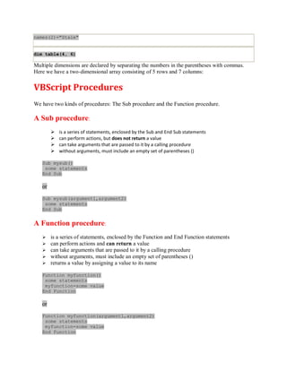 Vb script tutorial | PDF