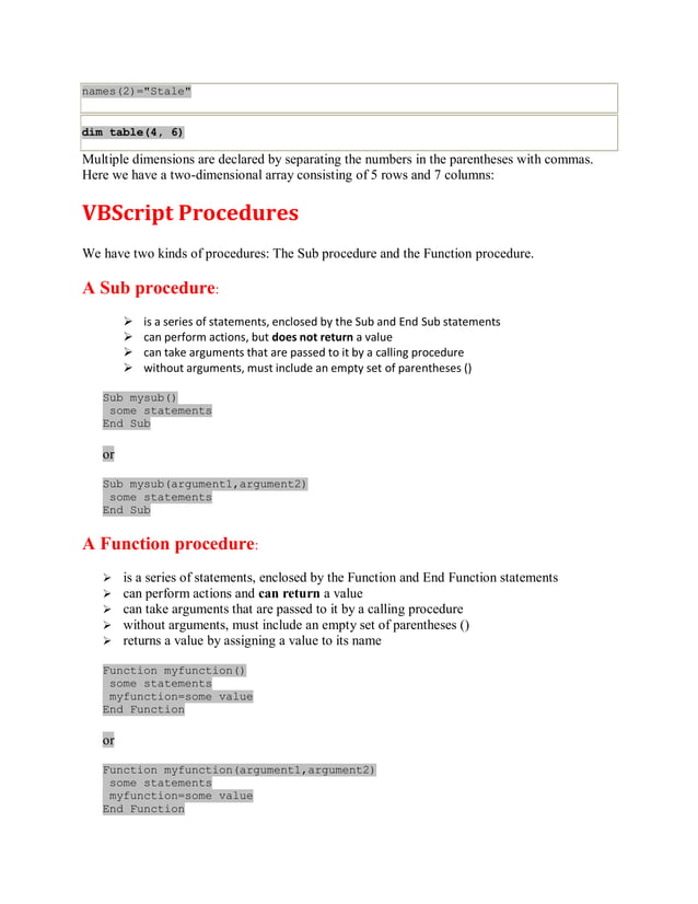 Vb script tutorial | PDF