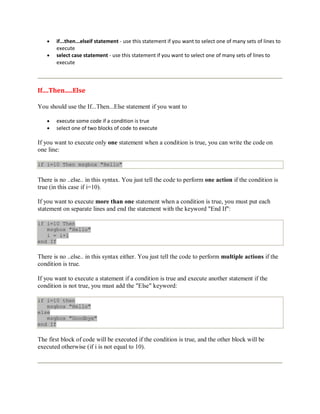 Vb script tutorial | PDF