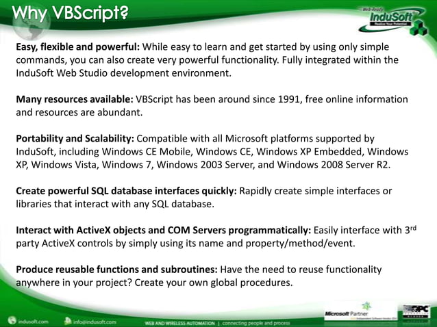 InduSoft VBScript Webinar | PPTX | Programming Languages | Computing