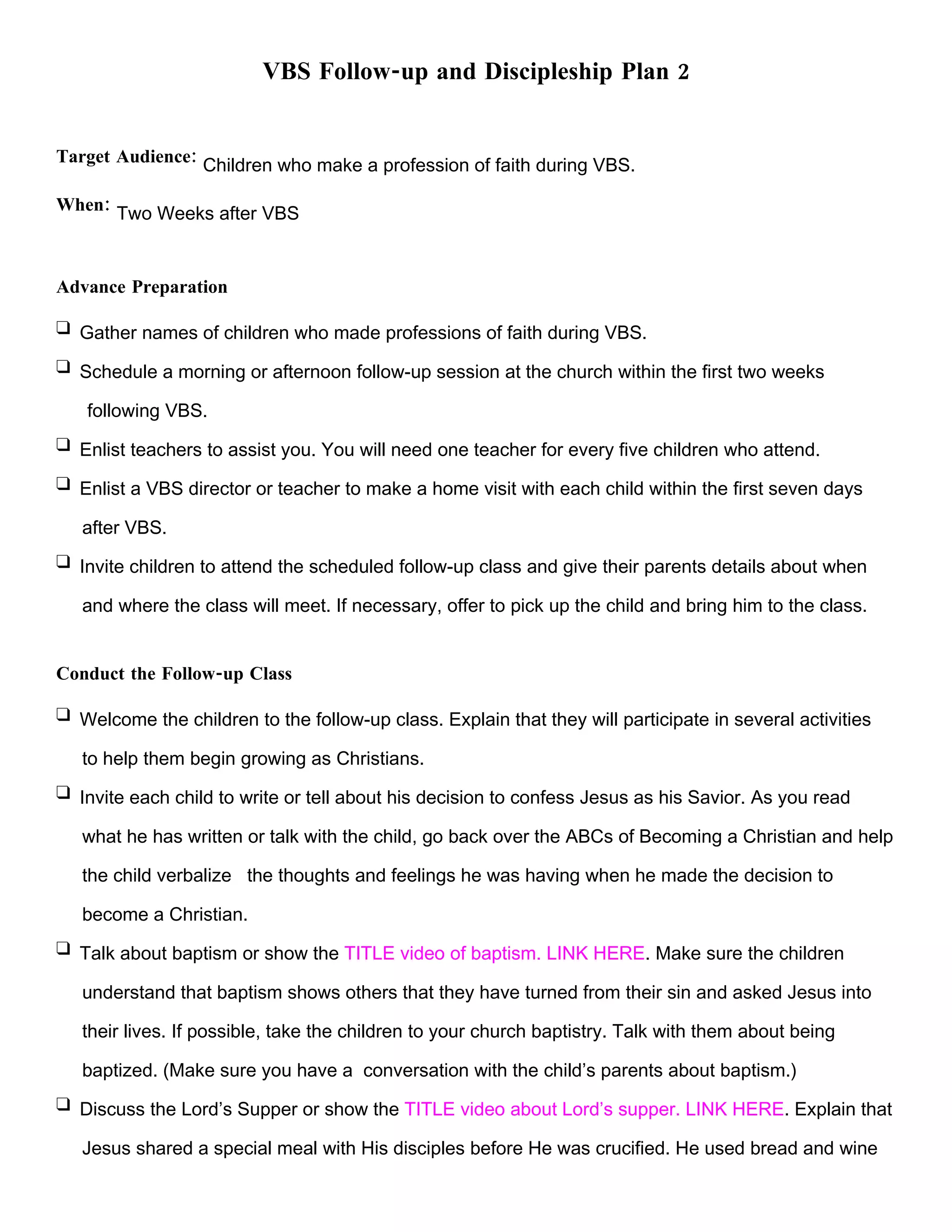 Vbs Followup Plan2 | PDF