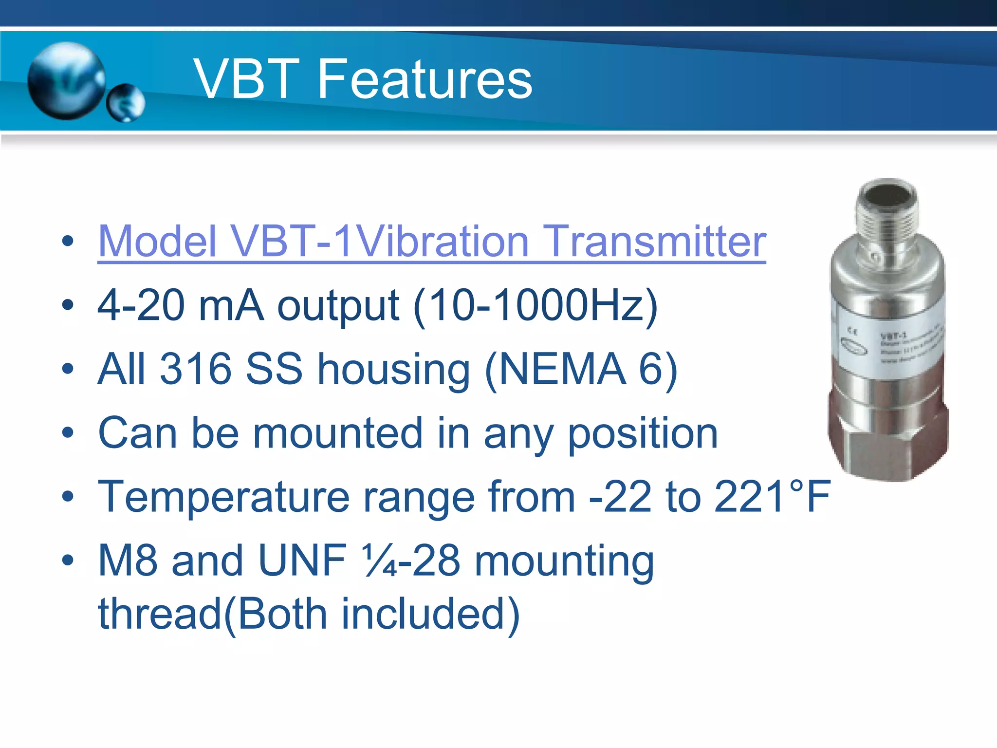Series VBT Vibration Transmitter and Series VBS Vibration Switch | PDF