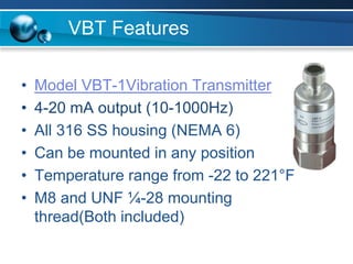 Series VBT Vibration Transmitter and Series VBS Vibration Switch | PDF