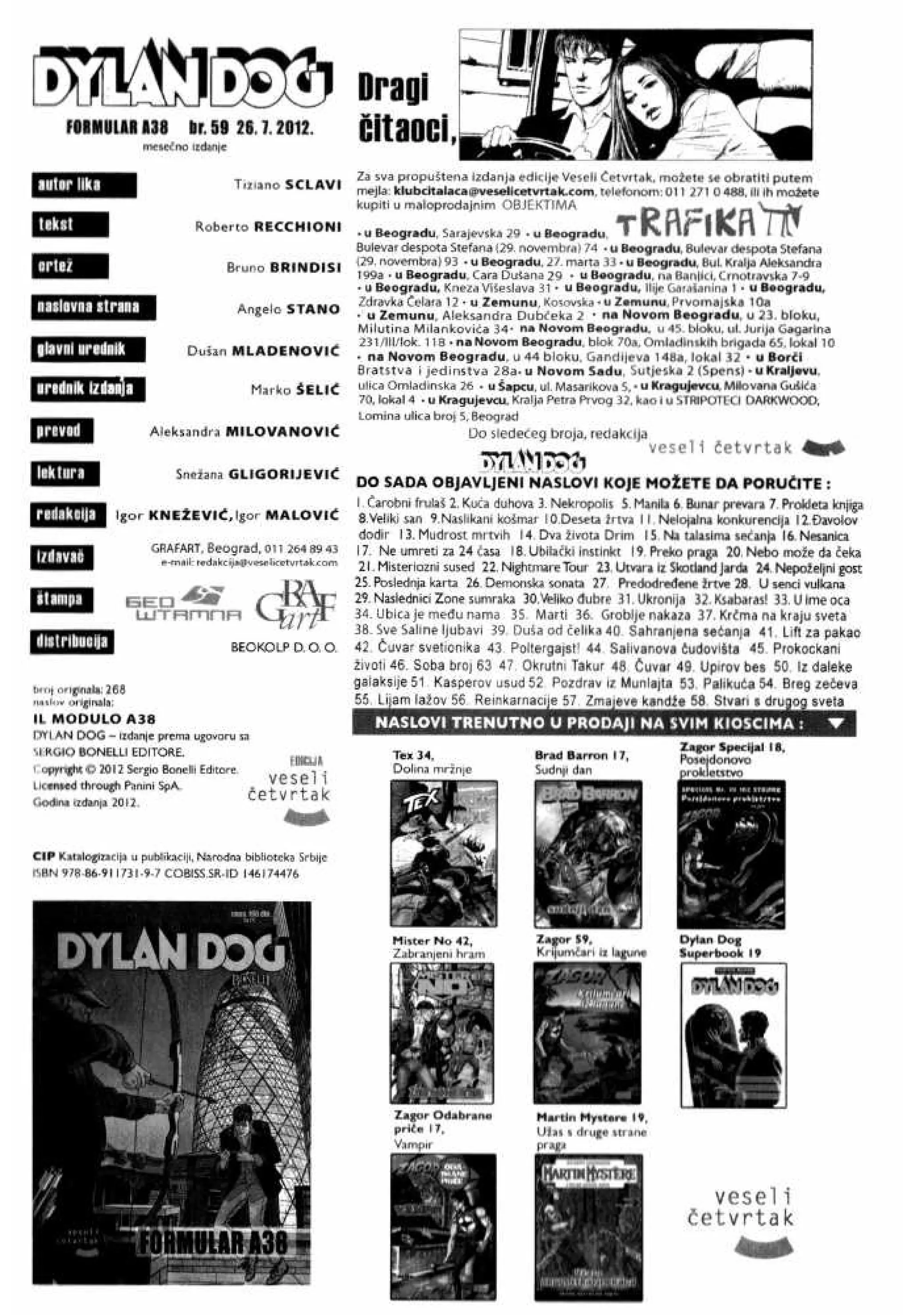 Dylan Dog VČ 059 - Formular a38 | PDF