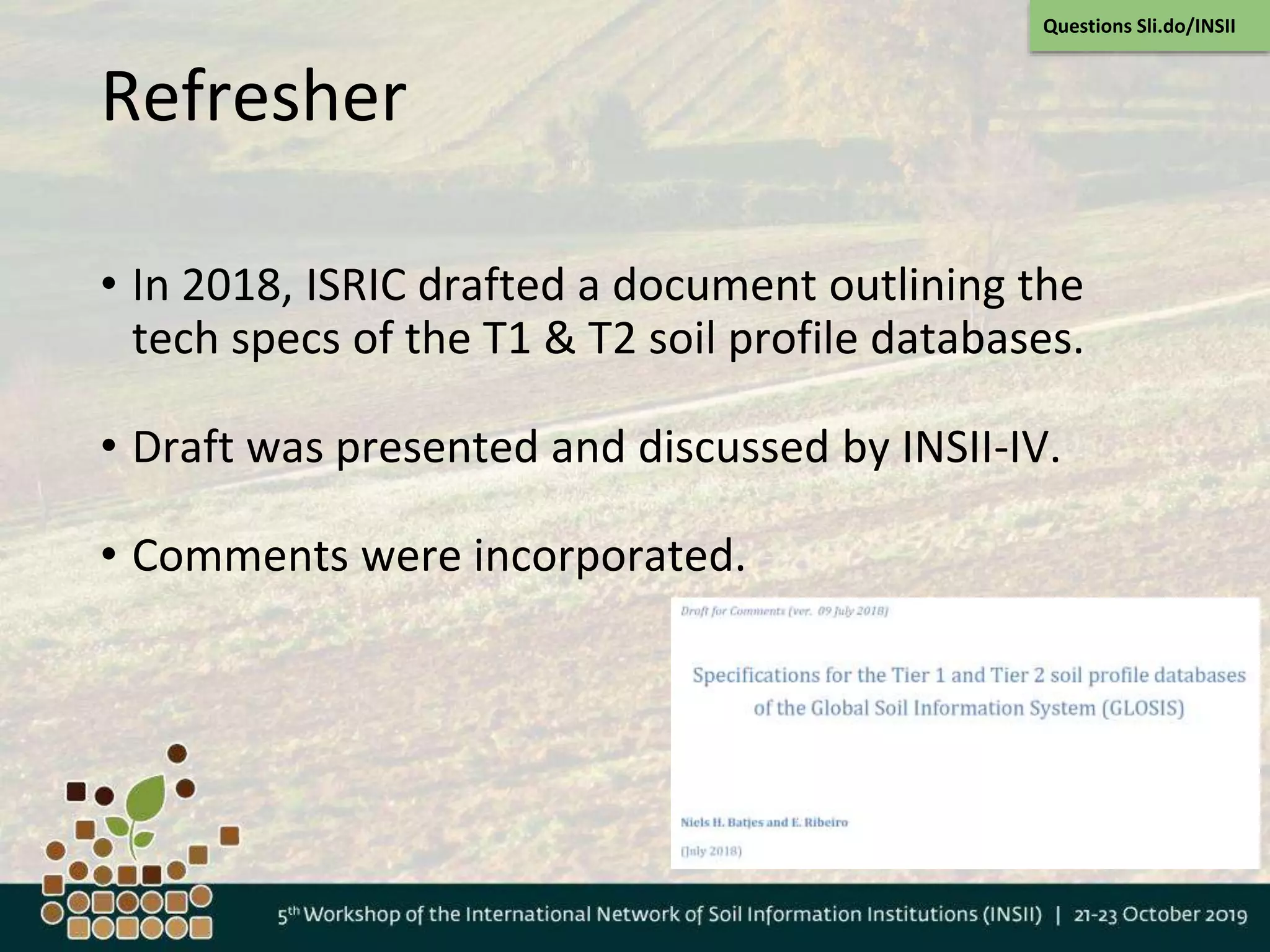 Vc - GloSIS T1 - T2 Soil Profile Database Technical Specifications | PPT