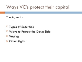 Basics of VC Securities | PPT