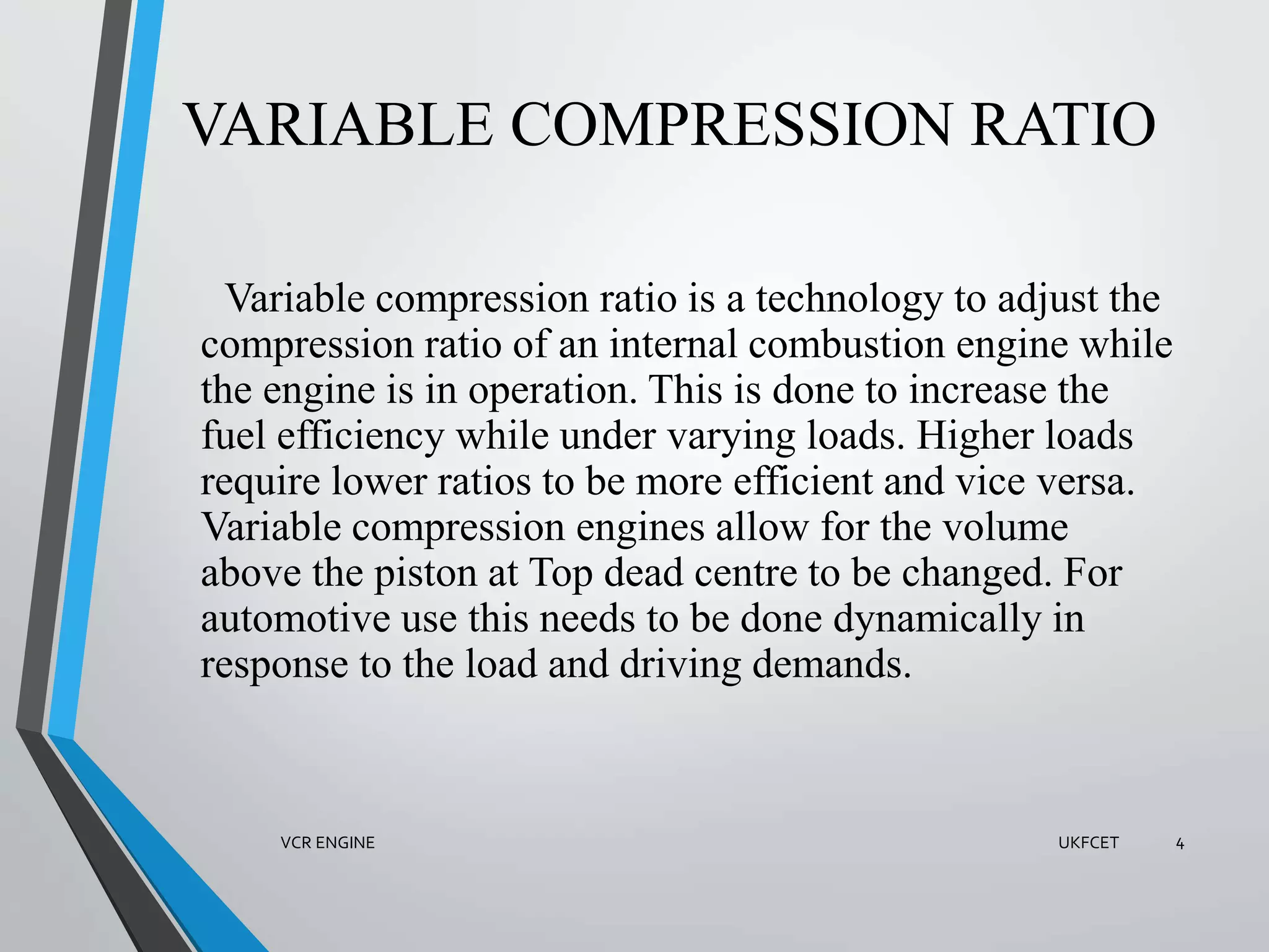 VARIABLE COMPRESSION RATIO ENGINE | PPTX | Radio Control | Hobbies & Interests