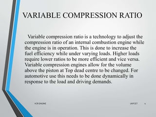 VARIABLE COMPRESSION RATIO ENGINE | PPTX | Radio Control | Hobbies ...