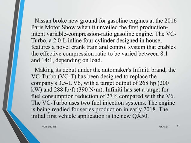VARIABLE COMPRESSION RATIO ENGINE | PPTX