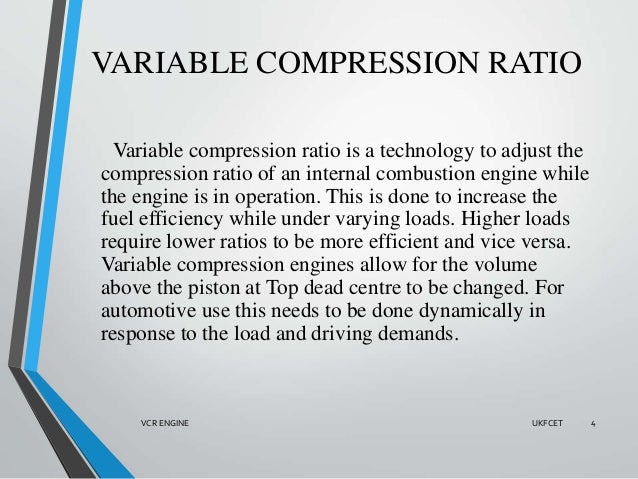 VARIABLE COMPRESSION RATIO ENGINE