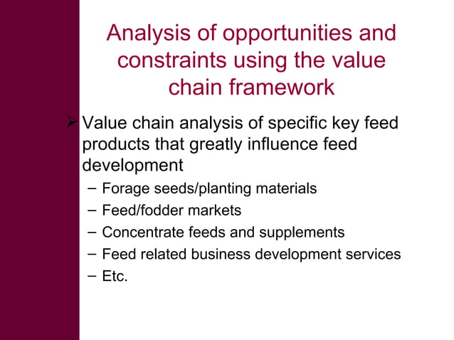 What does value chain assessment mean from the feed perspectives? | PPT