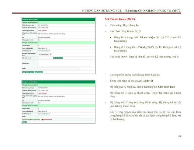 Vietcombank : Hướng dẫn sử dụng chức năng thanh toán bảng kê dành cho khách hàng tổ chức | PDF