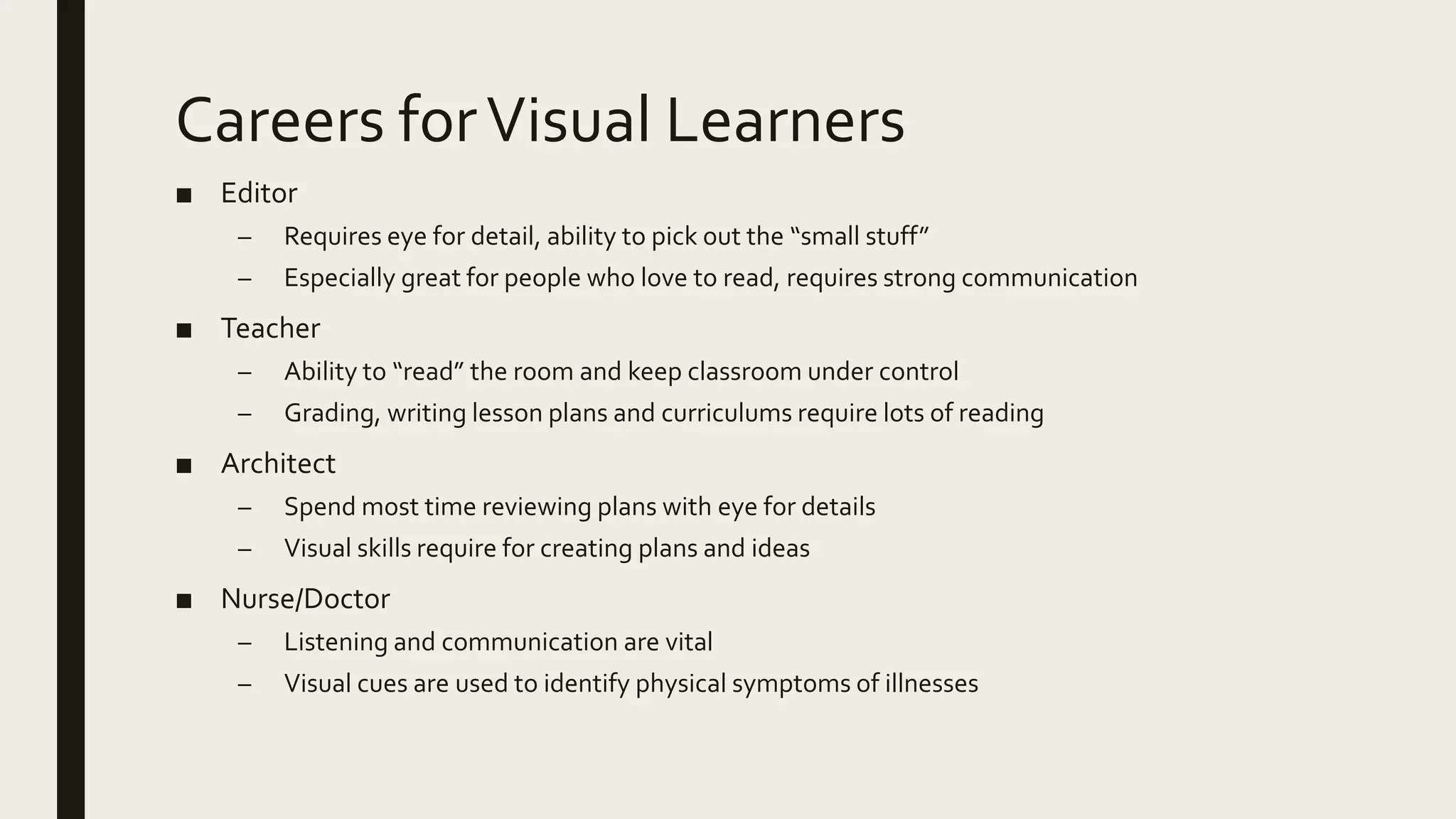 Careers to Match Your Learning Style | PPTX | Education