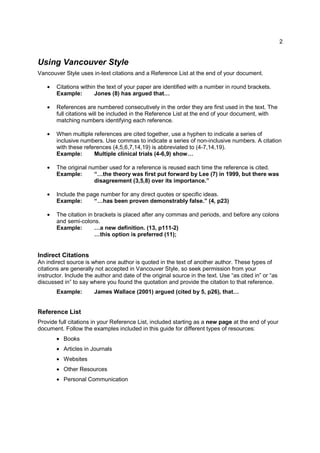 Vancouver style referencing guide | PDF